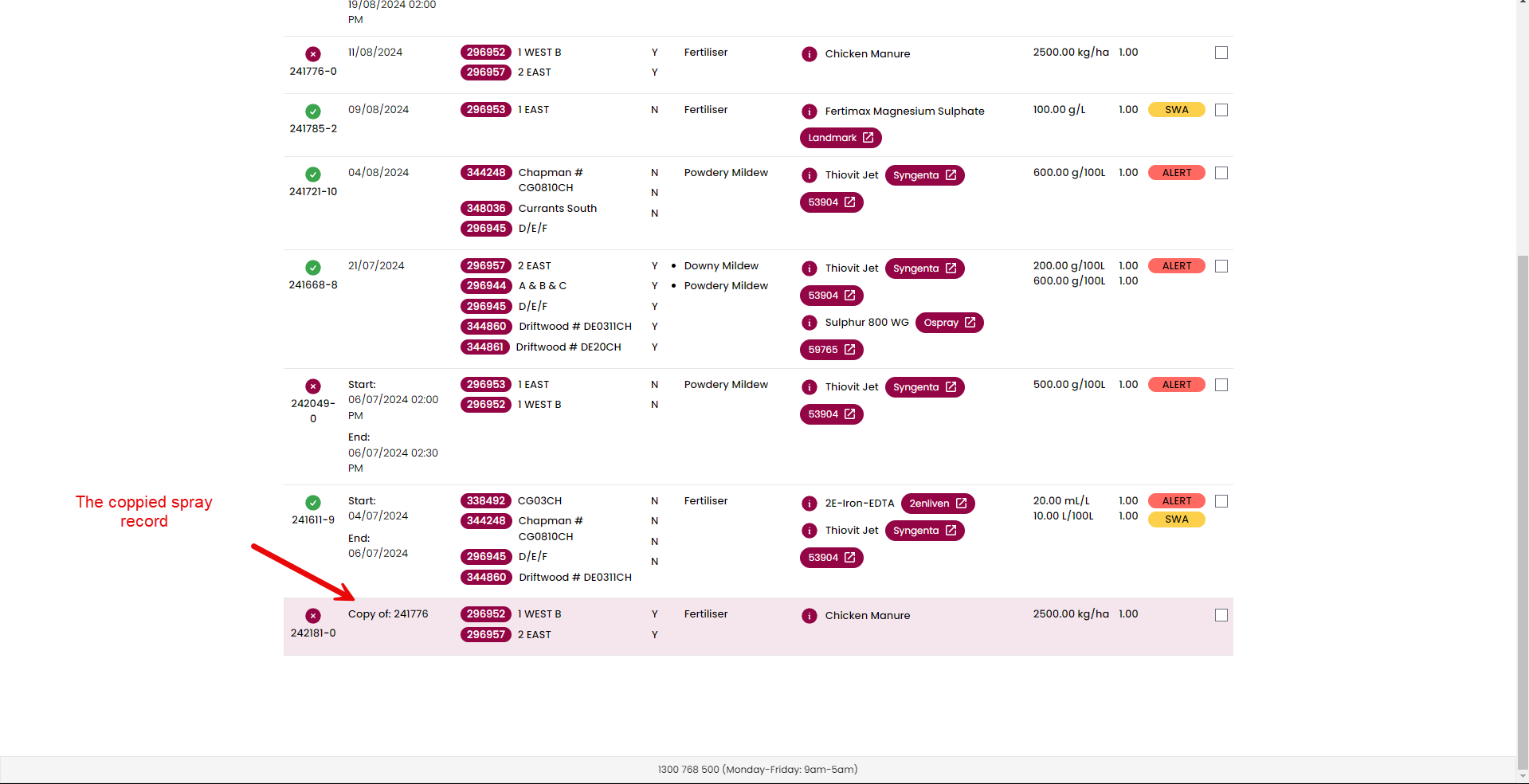 Copy Spray Record – Grapeweb – More than spray diary system